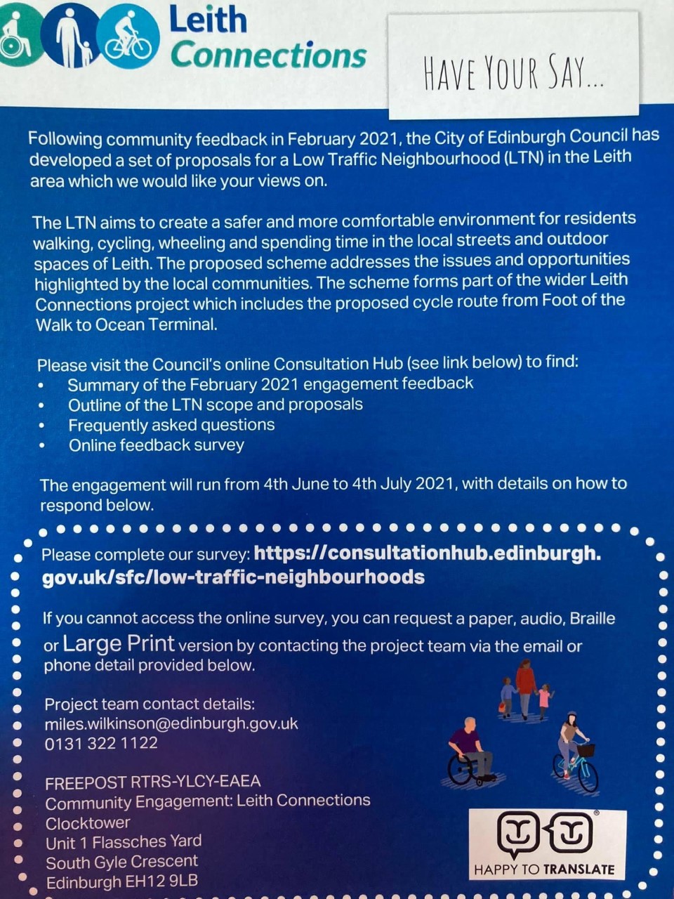 Leith Connections – Consultation launched on Leith Low Traffic ...