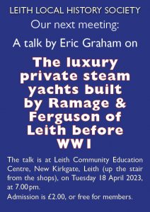 Luxury Steam Yachts built in Leith – talk on 18th April – Leith Links ...